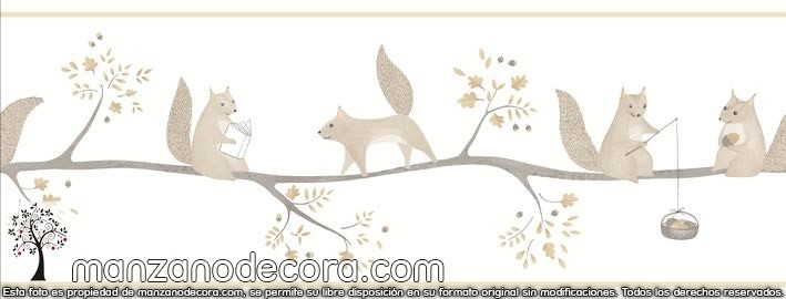 Papel Pintado Infantil Squirrel - Cortinas Manzanodecora
