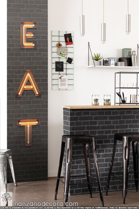 Papel Pintado Brick - Cortinas Manzanodecora